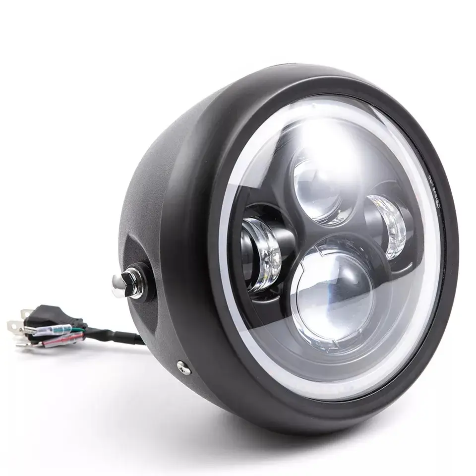 Headlight LED universal round Classic Cree 3 on a motorcycle | MexaldShop